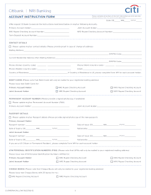 Fillable Online online citibank co Account instruction form.cdr Fax ...