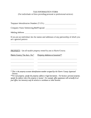 Fillable Online TAX INFORMATION FORM Fax Email Print - pdfFiller