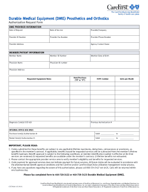 Fillable Online Durable Medical Equipment DME Prosthetics and Orthotics ...