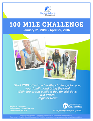 Fillable Online montgomerycountymd 100 MILE CHALLENGE - Montgomery ...