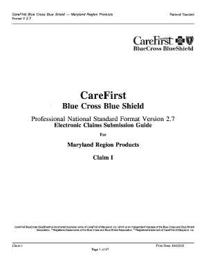 Fillable Online CareFirst Blue Cross Blue Shield Maryland Region ...