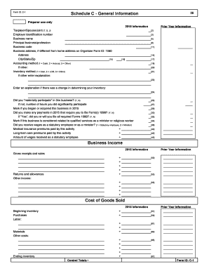 Fillable Online Schedule C - General Information 25 Information Prior ...