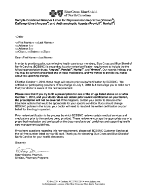 Fillable Online Sample Combined Member Letter for Naproxenesomeprazole ...