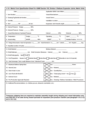 Fillable Online 4191 Metric Form Specification Sheet For ASME Section ...