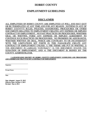 Fillable Online horrycounty HORRY COUNTY EMPLOYMENT GUIDELINES ...