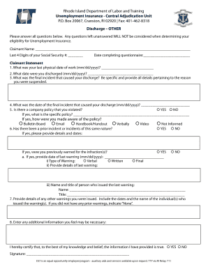 Fillable Online dlt ri Rhode Island Department of Labor and Training ...