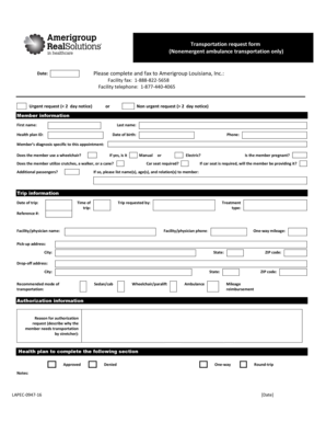 Fillable Online Transportation request form Nonemergent ambulance Fax ...
