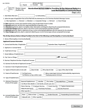 Fillable Online sla ny OFFICE USE ONLY Original Amended Date Fax Email Print - pdfFiller