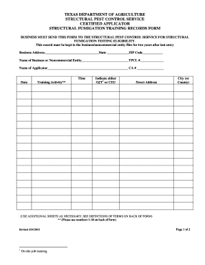 Fillable Online texasagriculture STRUCTURAL PEST CONTROL SERVICE ...