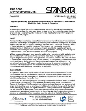 Fillable Online municipalaffairs alberta FIRE CODE APPROVED GUIDELINE ...