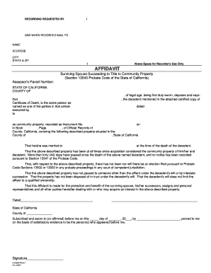 Fillable Online Affidavit Surviving Spouse form Rev 3-2011 Fax Email ...