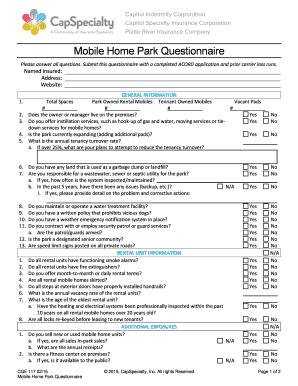 Fillable Online Mobile Home Park Questionnaire - Allen Financial Fax ...