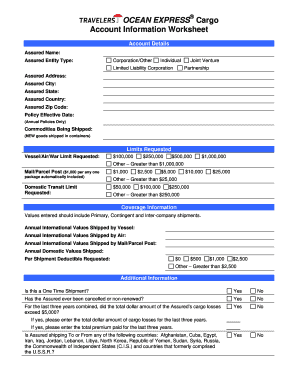 Fillable Online Ocean Express Data Collection Worksheet - Allen ...