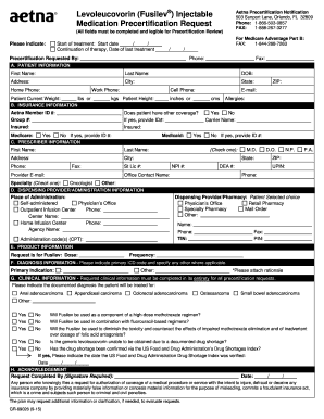 Fillable Online Levoleucovorin Fusilev Injectable Medication ...