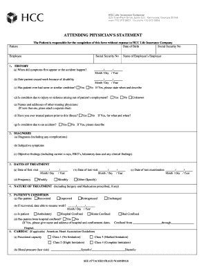Fillable Online ATTENDING PHYSICIANS STATEMENT - HCC Insurance Holdings ...
