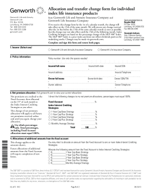 Fillable Online Allocation and transfer change form for individual index Fax Email Print - pdfFiller