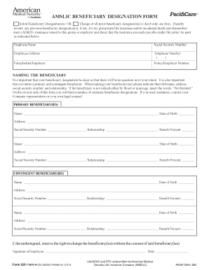 Fillable Online AMSLIC BENEFICIARY DESIGNATION FORM - uhcwestcom Fax ...