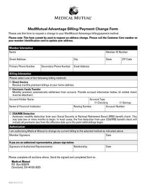 Fillable Online MedMutual Advantage BillingPayment Change Form Fax ...