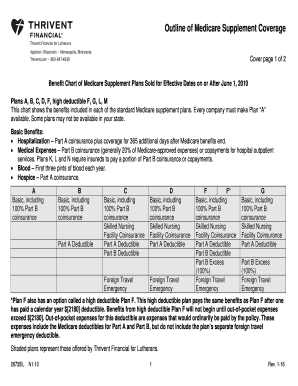 Fillable Online Outline of Medicare Supplement Coverage Cover page 1 of ...