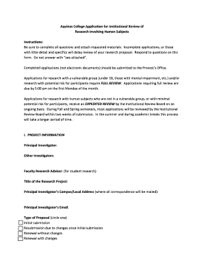 Fillable Online aquinas Aquinas College Application for Review of ...