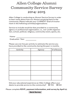 Fillable Online allencollege Allen College Alumni Community Service ...