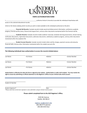 Fillable Online antiochseattle FERPA AUTHORIZATION FORM - Antioch ...