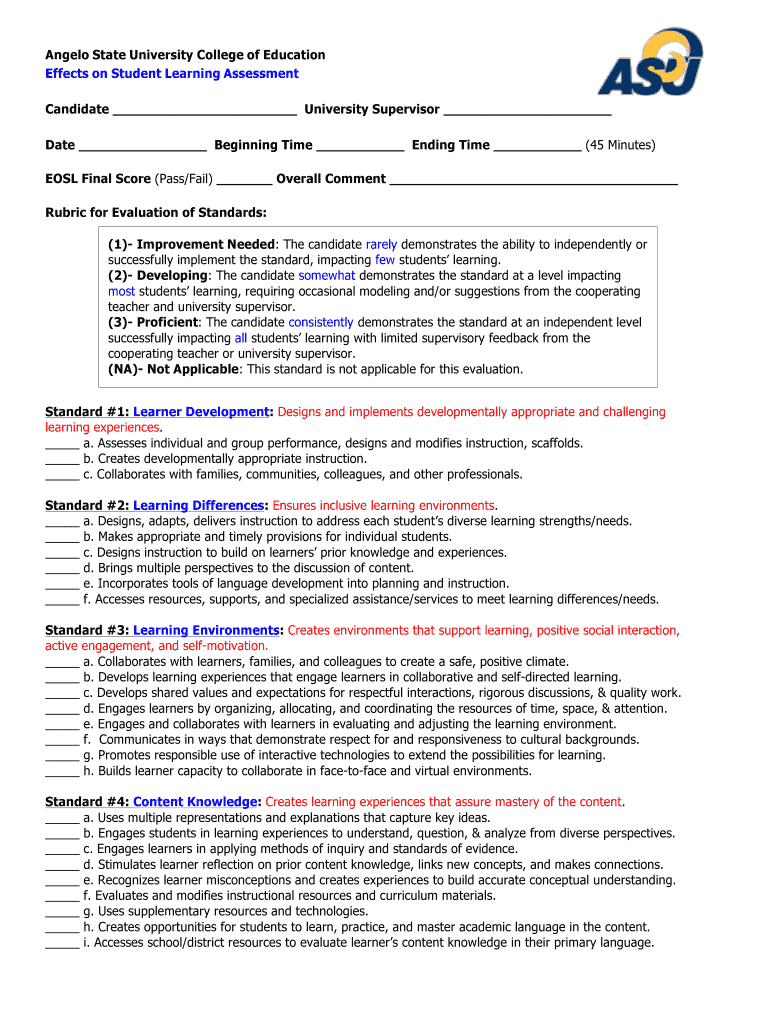Fillable Online angelo Angelo State University College of Education Effects on Fax Email Print ...