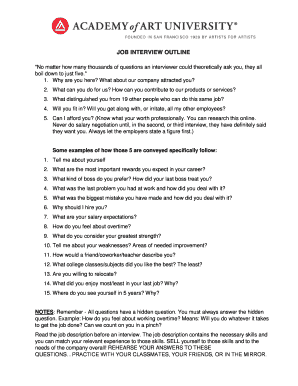 Fillable Online JOB INTERVIEW OUTLINE Fax Email Print - pdfFiller