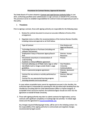 Fillable Online Procedures for Contract Review, Approval & Retention ...