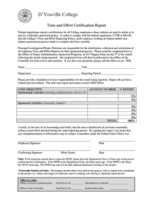 Fillable Online dyc Time and Effort Certification Report Fax Email ...