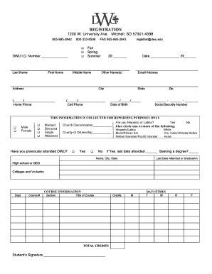 Fillable Online dwu Registration Form Undergraduate docx Fax Email ...