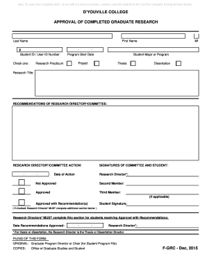 Fillable Online dyc Completed Graduate Research Approval Form Completed ...