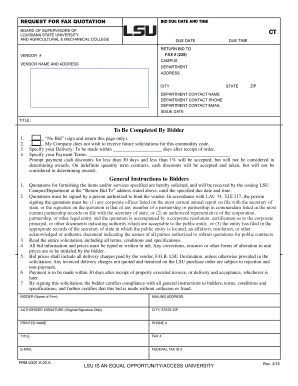 Fillable Online lsu FRM-U501A03A Request For Quote - Louisiana State ...