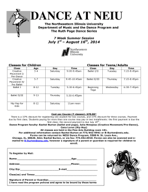Fillable Online neiu DANCE AT NEIU - neiu Fax Email Print - pdfFiller