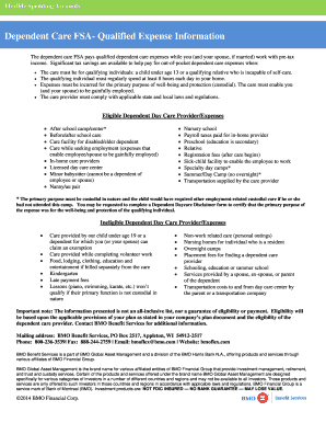 Fillable Online Dependent Care FSA- Qualified Expense Information Fax Email Print - pdfFiller