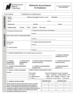 Fillable Online neiu NEIUworks Access Request for Employees O E - neiu ...