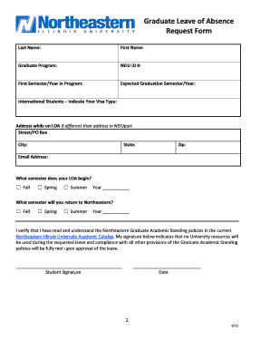 Fillable Online neiu Directions for Graduate Leave of Absence Request ...