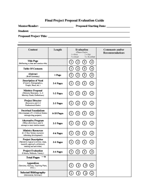 Fillable Online Final Project Proposal Evaluation Guide - NOBTS Fax ...