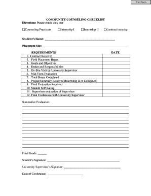 Fillable Online ncat COMMUNITY COUNSELING CHECKLIST Directions Fax ...