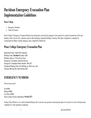 Fillable Online peace Generic Emergency Evacuation Plan - peaceedu Fax ...