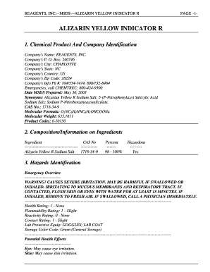 Fillable Online nwmissouri ALIZARIN YELLOW INDICATOR R - Maryville MO ...