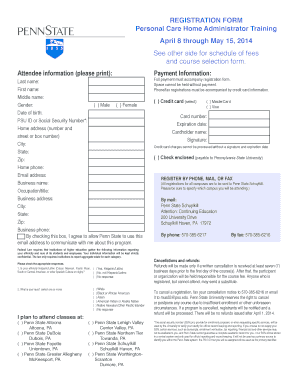 Fillable Online sn psu REGISTRATION FORM Personal Care Home Administrator - sn psu Fax Email ...