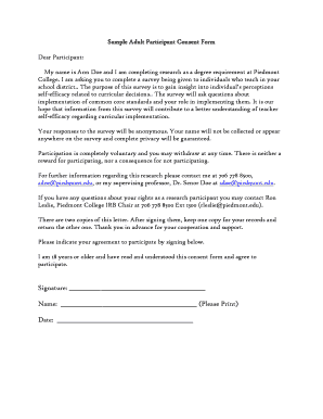 Fillable Online piedmont Sample Adult Consent Form - piedmont Fax Email ...