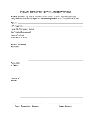 Fillable Online Report of Critical Incident Form Fax Email Print ...