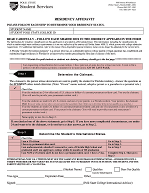 Fillable Online polk PLEASE FOLLOW EACH STEP TO DETERMINE YOUR RESIDENCY STATUS Fax Email Print ...