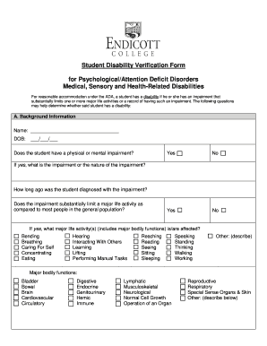 Fillable Online Student Disability Verification Form for Psychological Fax Email Print - pdfFiller