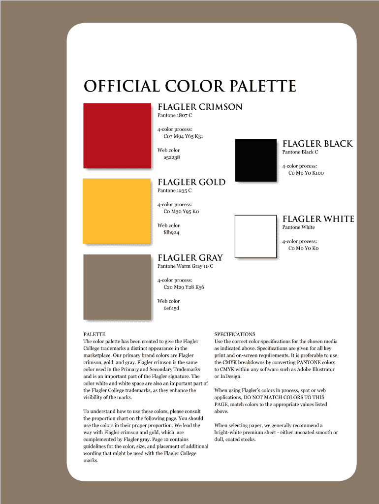 Fillable Online OFFICIAL COLOR PALETTE Fax Email Print - pdfFiller