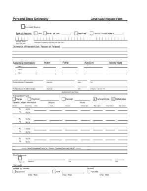 Fillable Online pdx Portland State University Detail Code Request Form ...