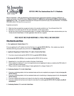 Fillable Online SEVIS I-901 Fee Instructions for F-1 Students Fax Email ...