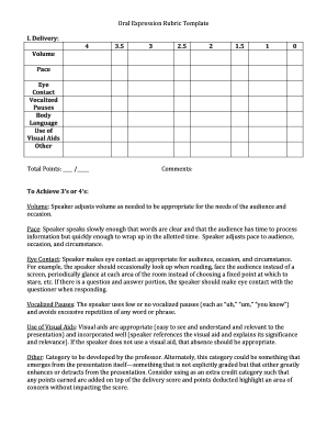 Fillable Online Oral Expression Rubric Template Fax Email Print - pdfFiller